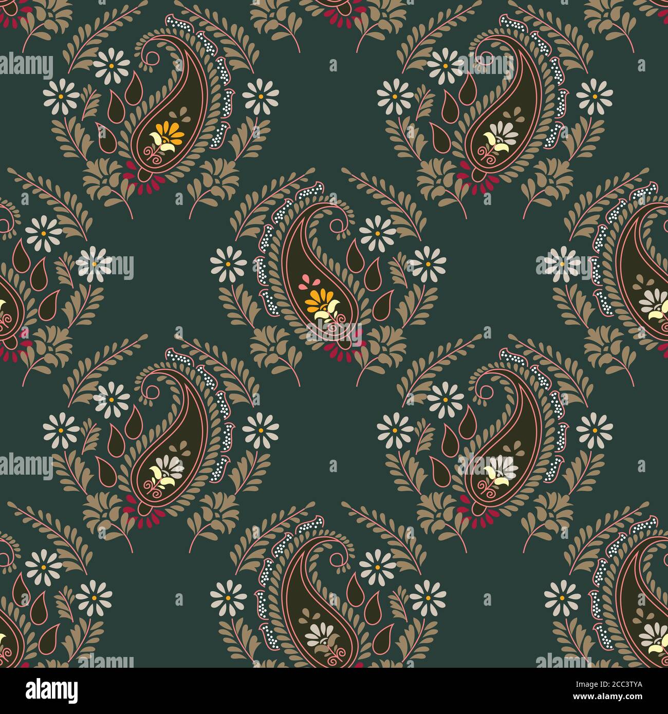 seamless paisley flower Design pattern on background Stock Vector Image ...