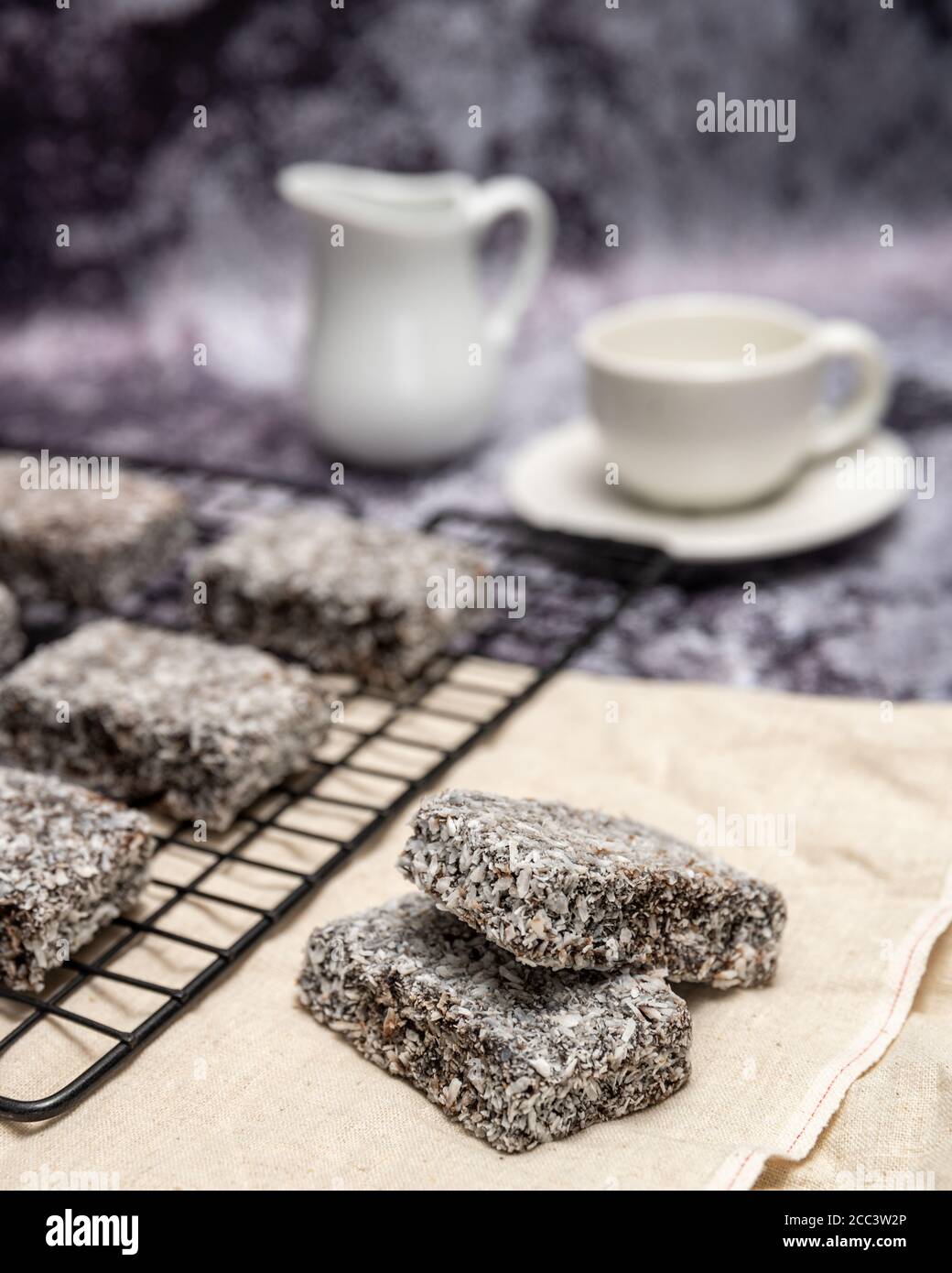 Homemade Traditional Australian Lamington Cake Stock Photo - Alamy