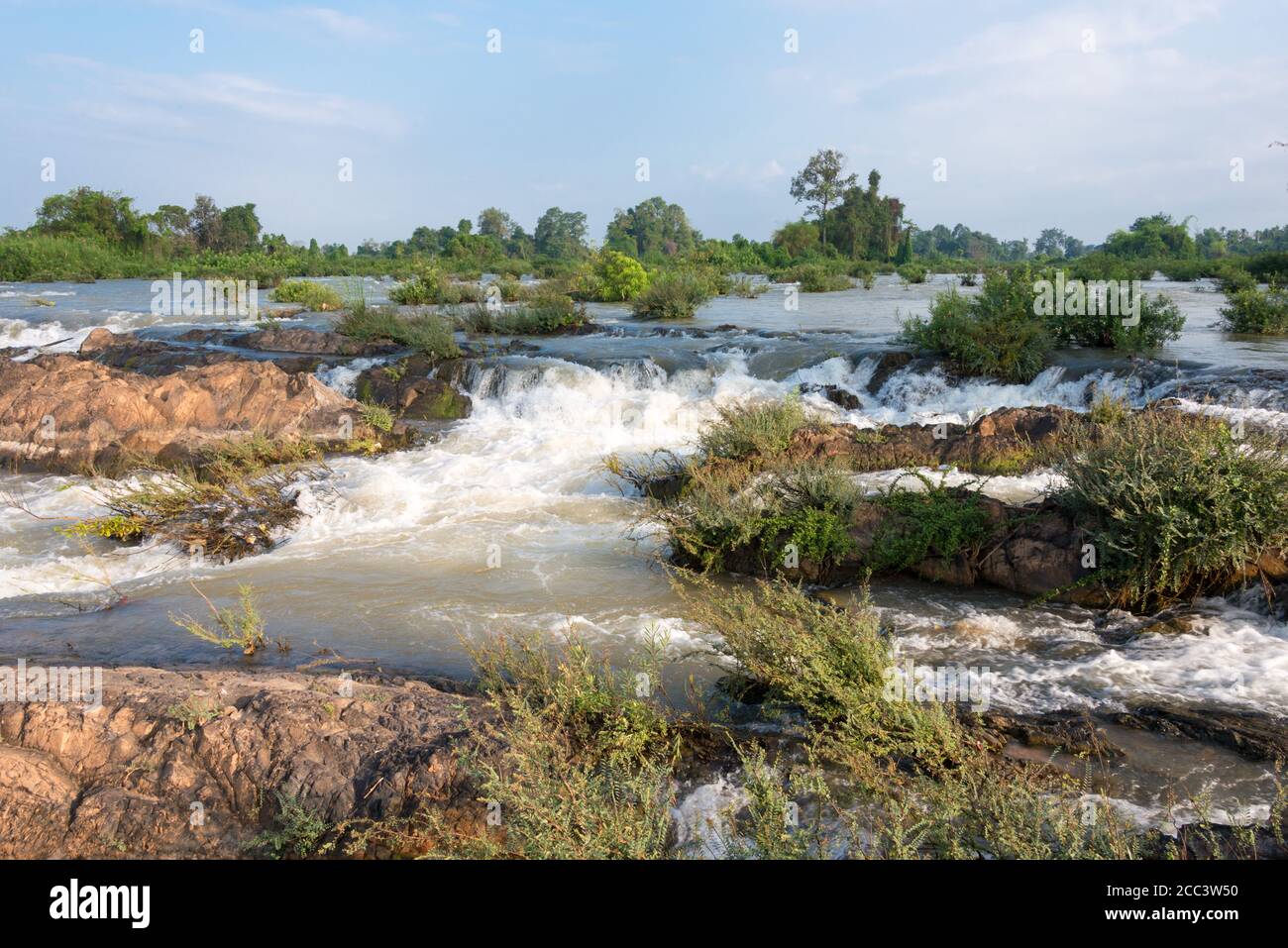 Champasak, Laos - Li Phi Falls (Tat Somphamit) on Mekong River. a ...