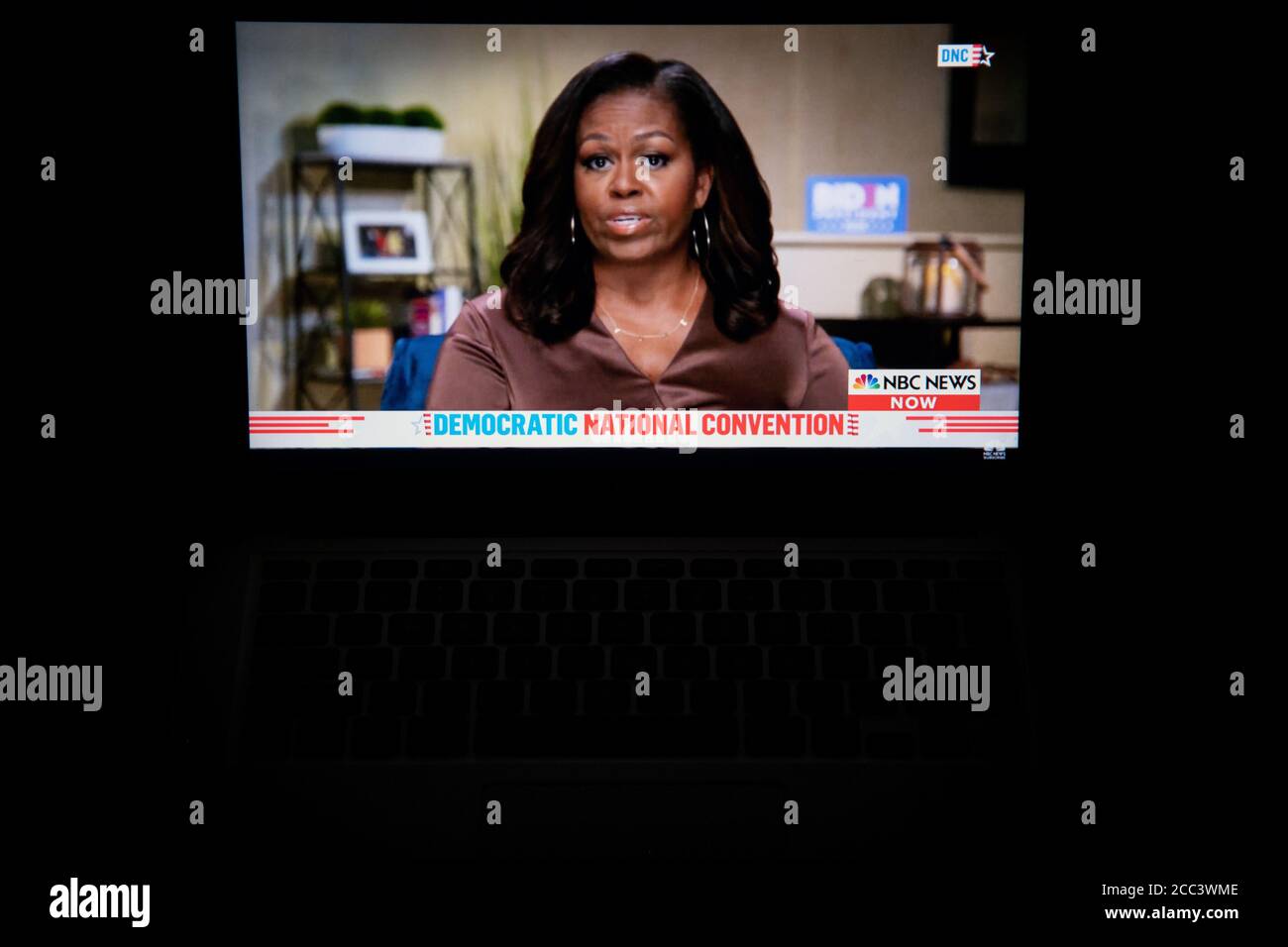 A photo illustration of a laptop computer screen shows former First ...