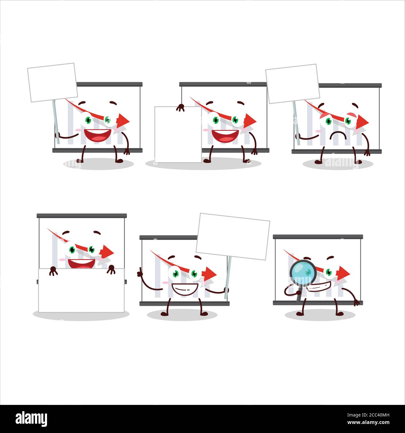 Chart going down cartoon character bring information board Stock Vector ...