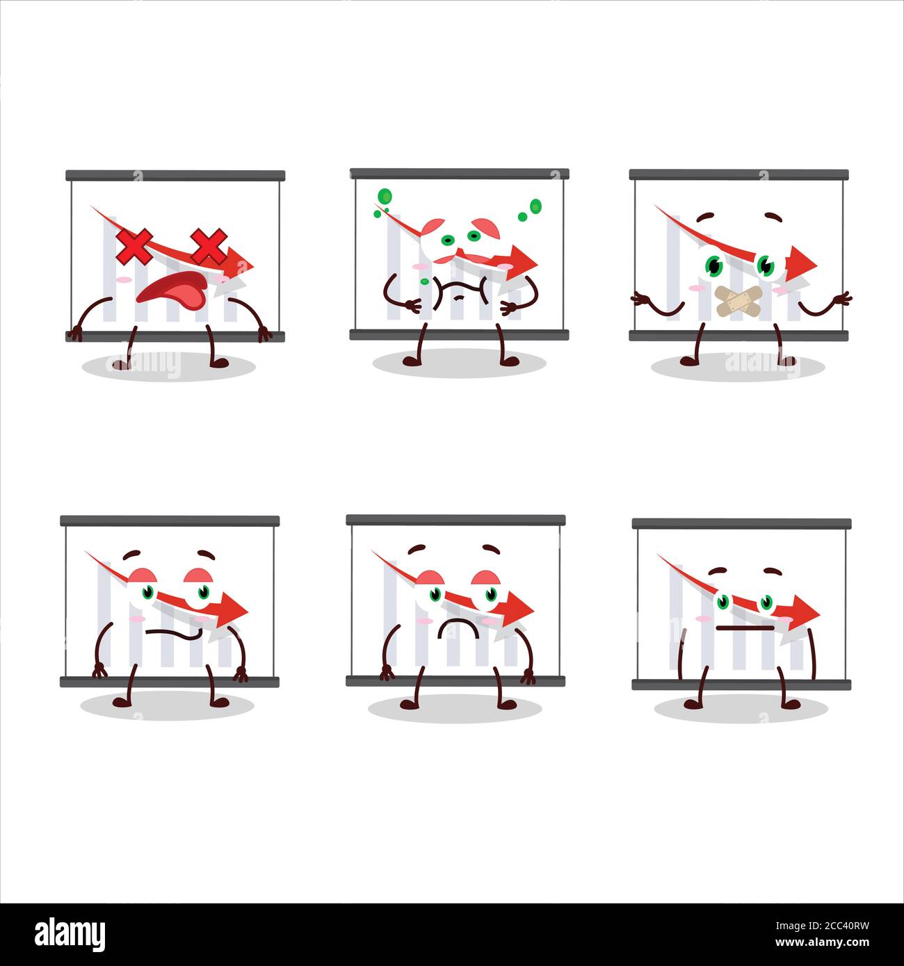 Chart going down cartoon character with nope expression Stock Vector ...