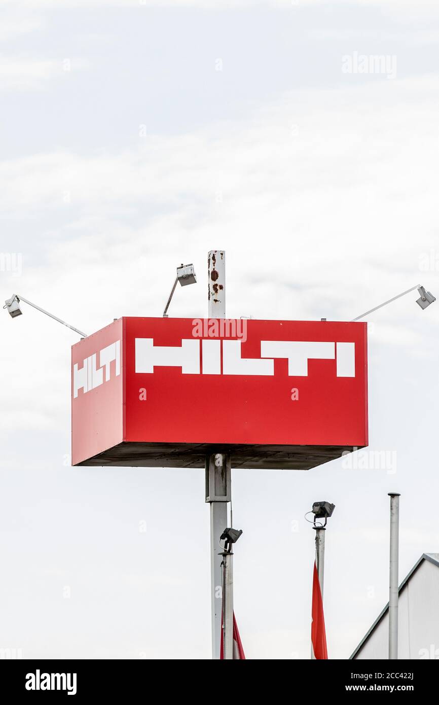 Bamberg, Germany August 18, 2020: Symbolbilder - 2020 Hilti, shield ...
