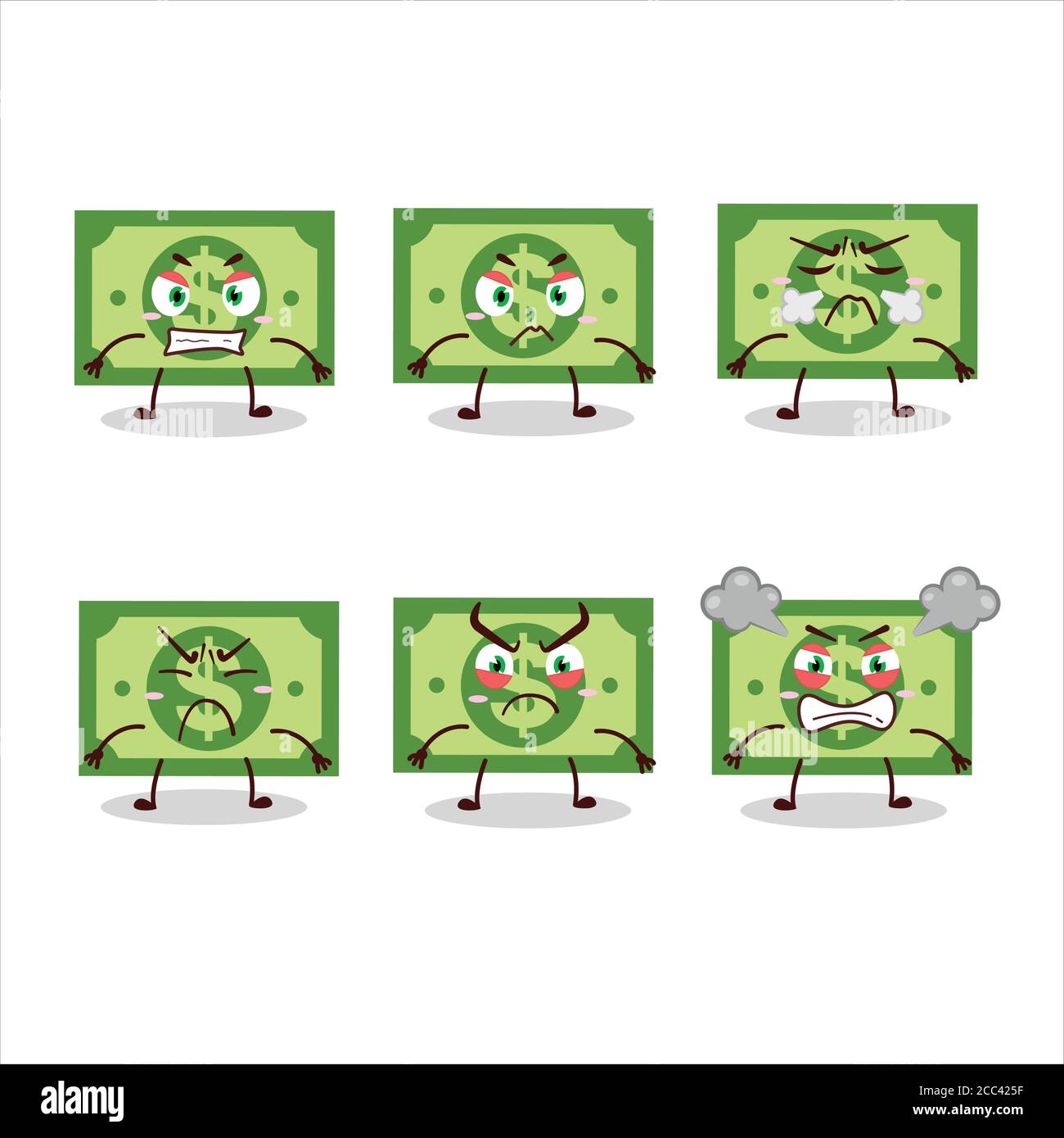 Money cartoon character with various angry expressions Stock Vector ...