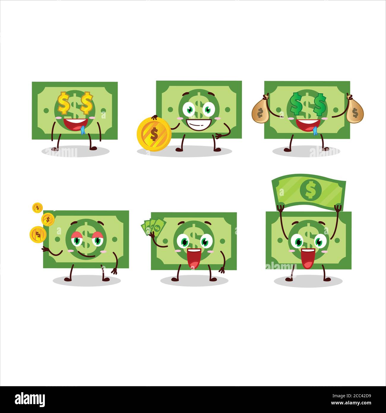 Money cartoon character with cute emoticon bring money Stock Vector ...