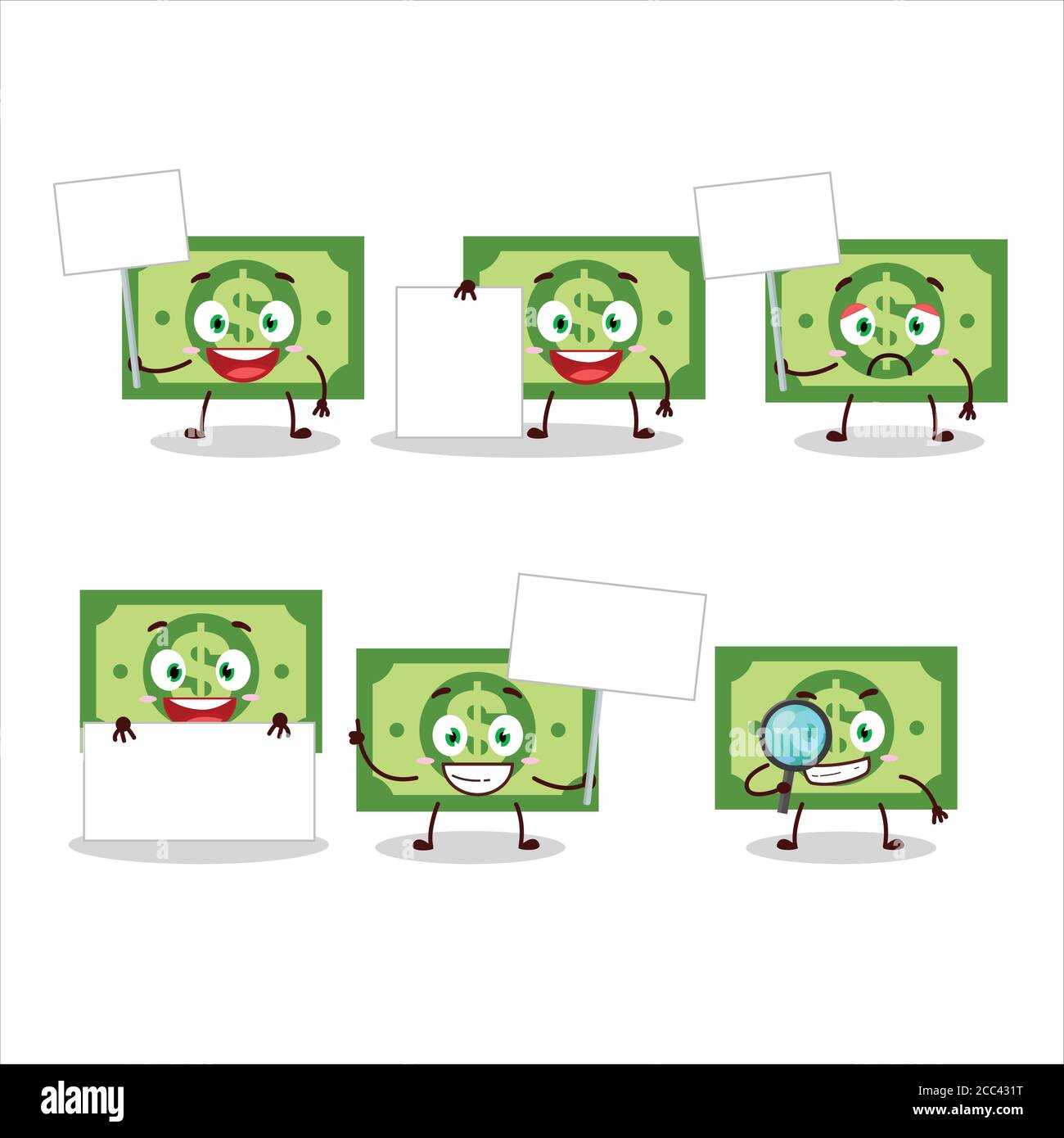Money cartoon in character bring with information board Stock Vector ...