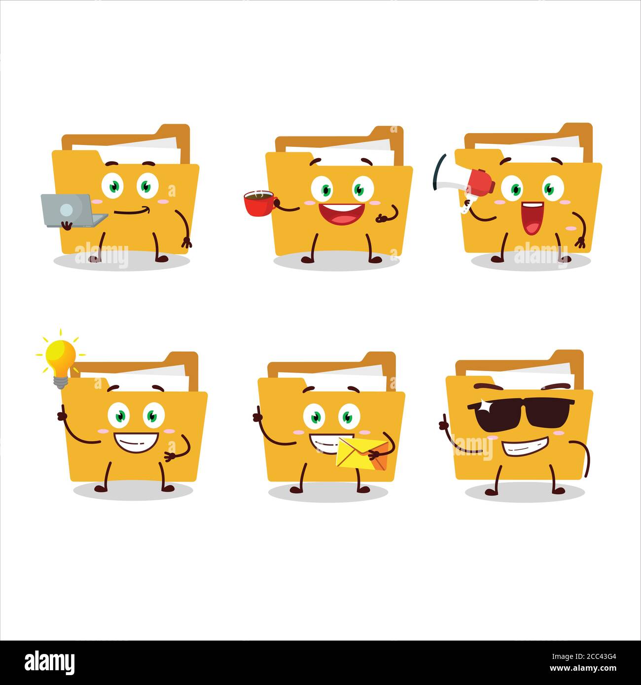 File folder a cartoon character with various types of business ...