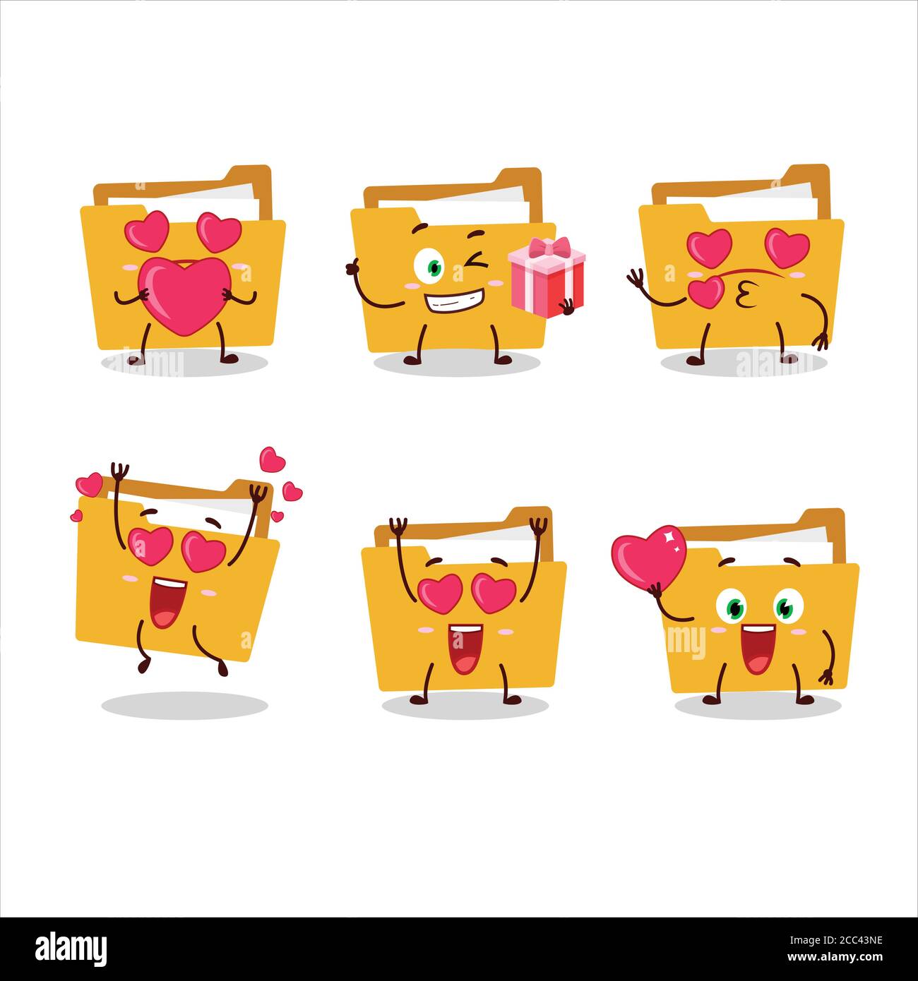 File folder a cartoon character with love cute emoticon Stock Vector ...