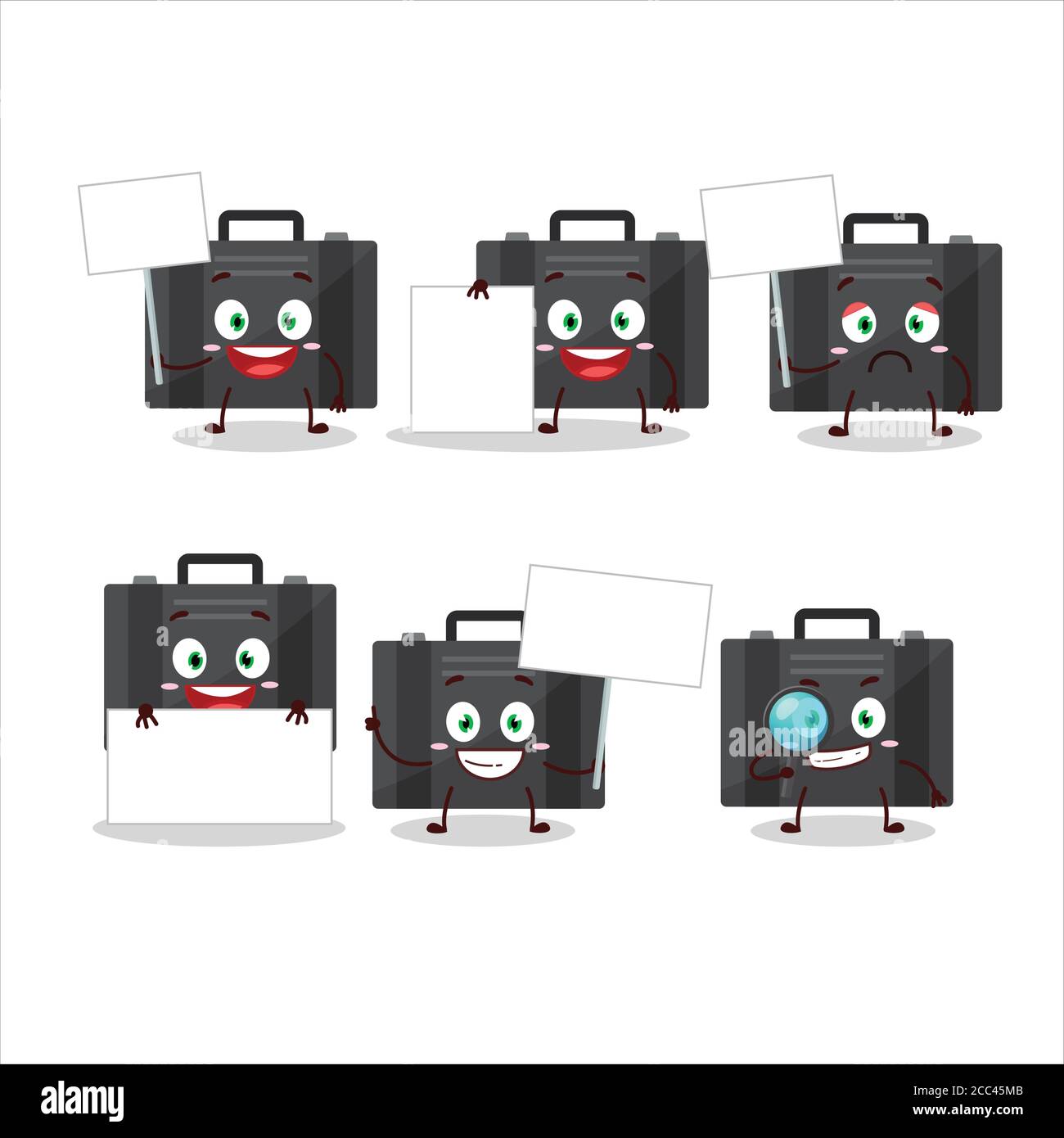 Black suitcase cartoon character bring information board Stock Vector ...