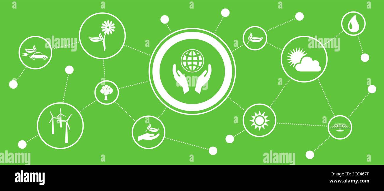Concept of ecology with connected icons Stock Photo - Alamy