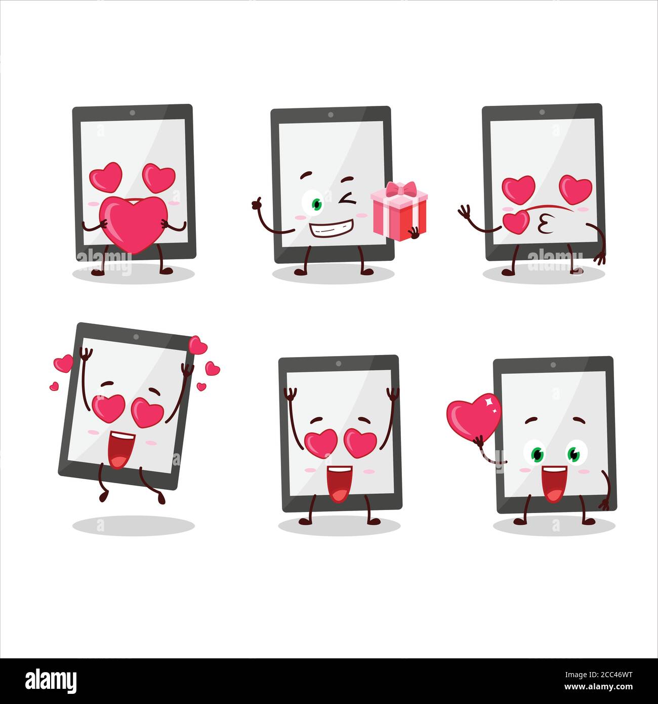Tablet cartoon character with love cute emoticon Stock Vector Image ...