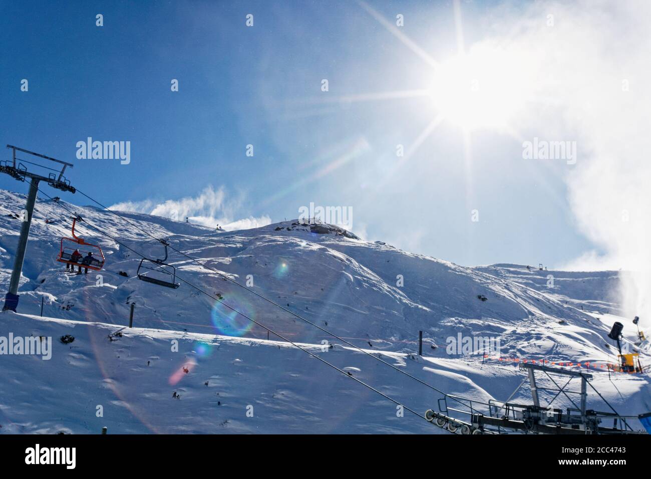 Treble Cone Ski Field, chair lift, Wanaka, south island, New Zealand ...