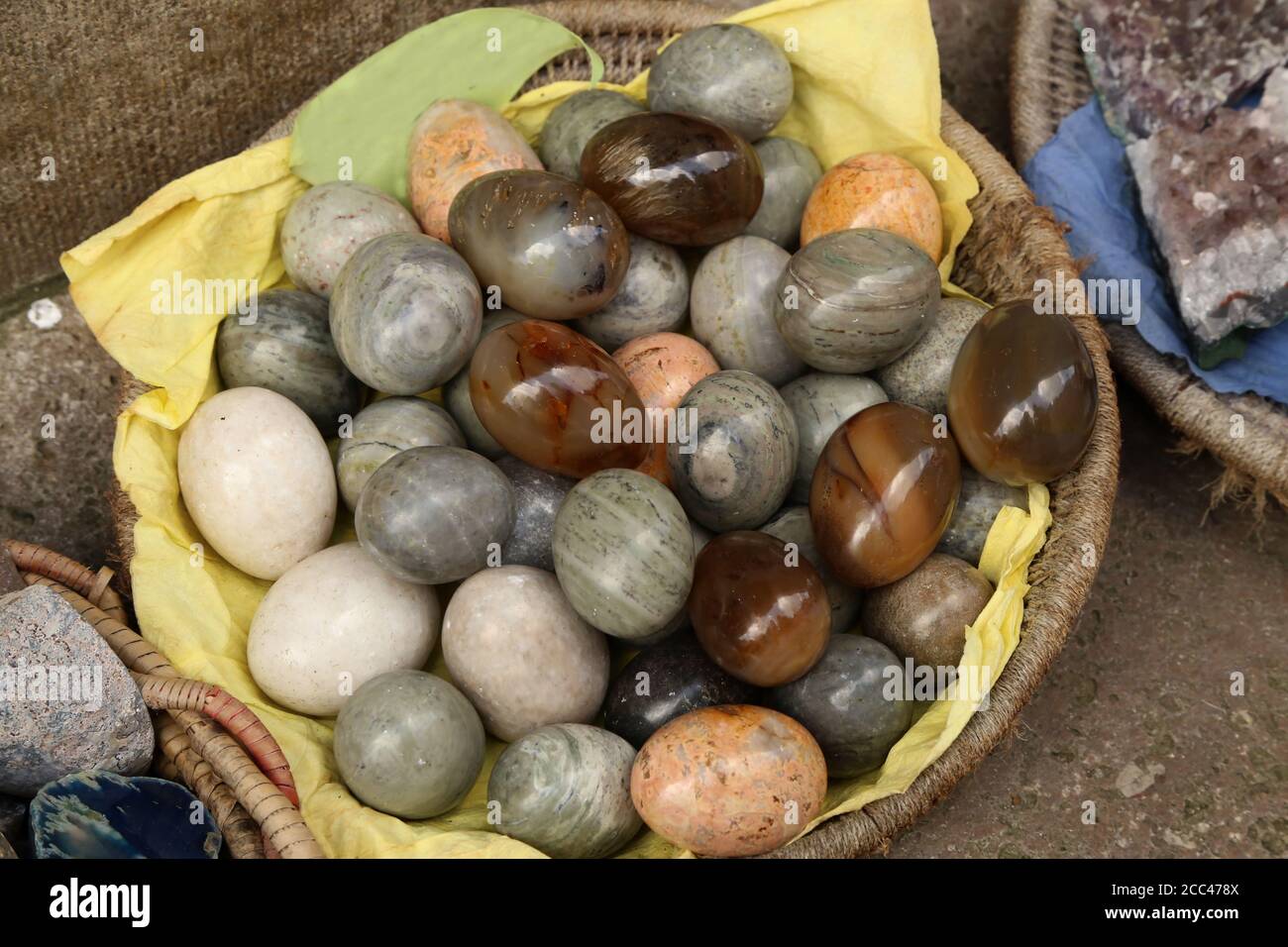 Collection of different types of polished pebble stones Stock Photo - Alamy