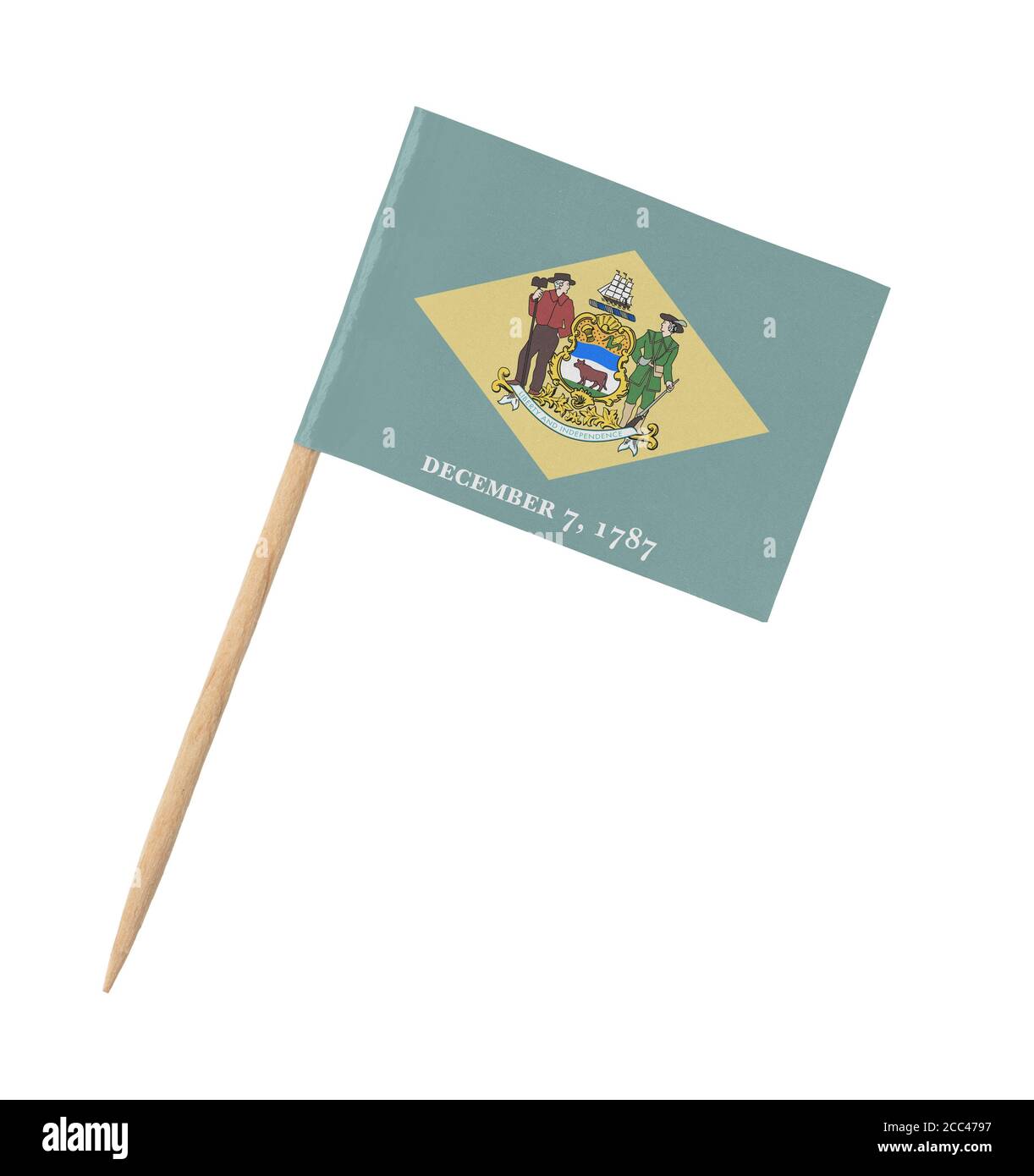 Small paper US-state flag on wooden stick - Delaware - Isolated on ...
