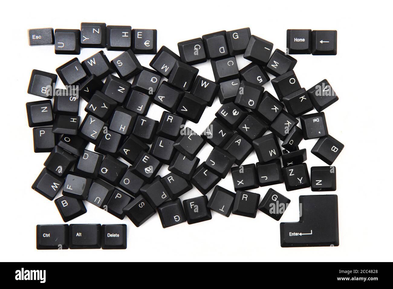 chaos from keyboard keys isolated on the white background Stock Photo ...