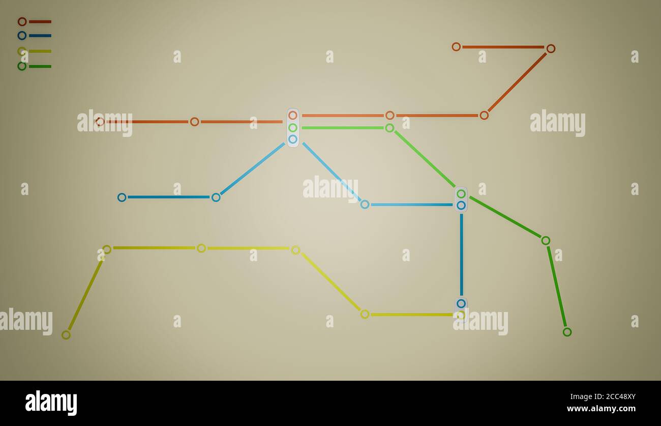 3d illustration of a modern metro map Stock Photo - Alamy