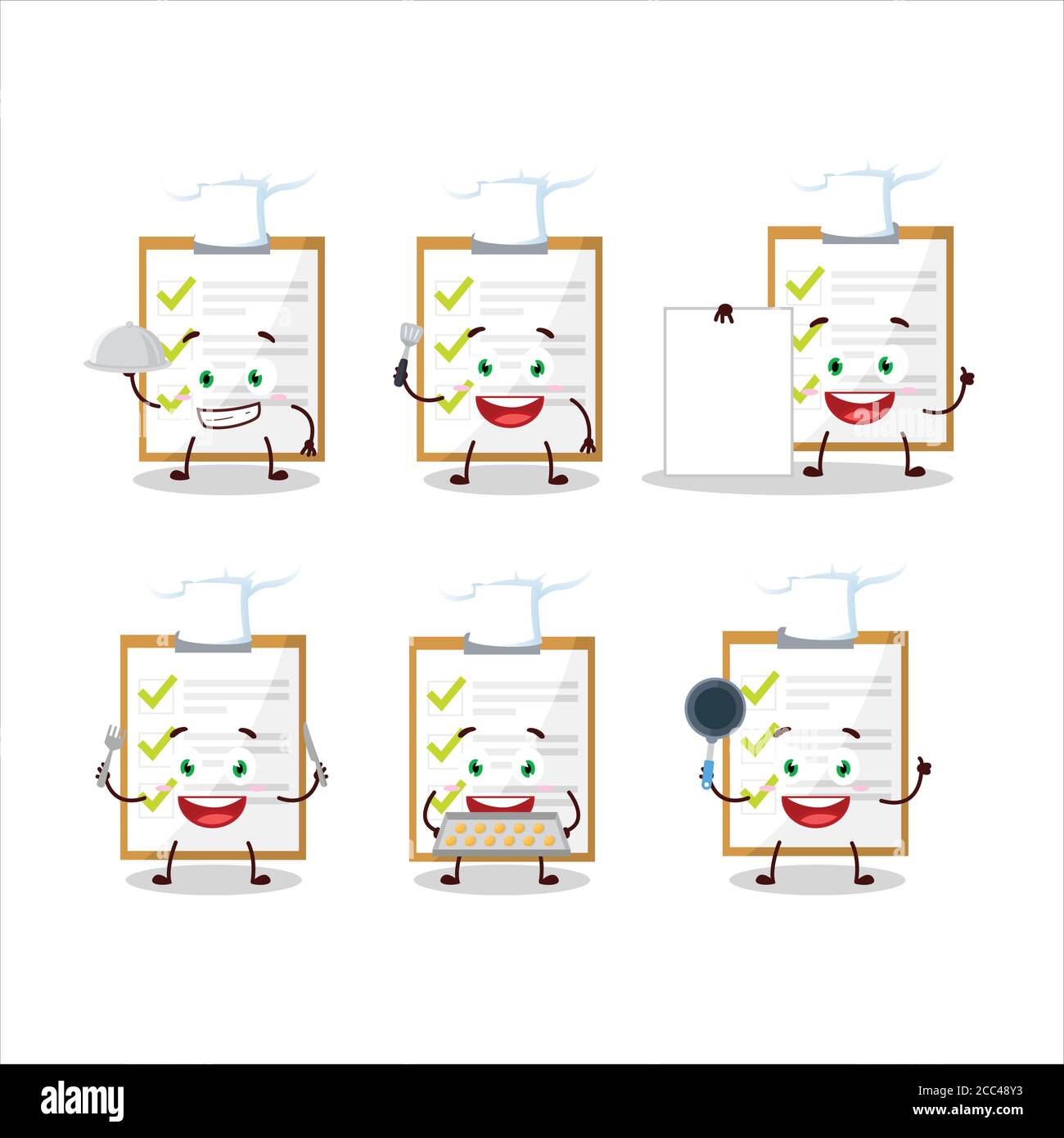 Cartoon character of checklist with various chef emoticons Stock Vector ...