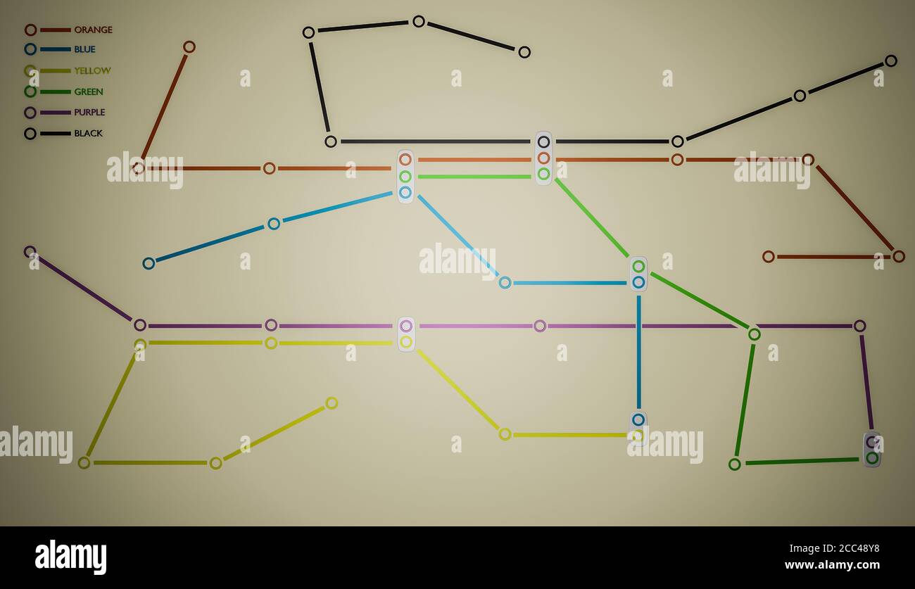 3d illustration of a modern metro map Stock Photo - Alamy