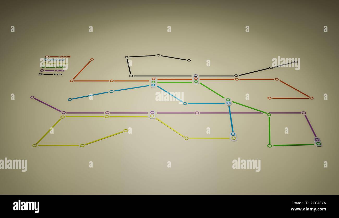 3d illustration of a modern metro map Stock Photo - Alamy