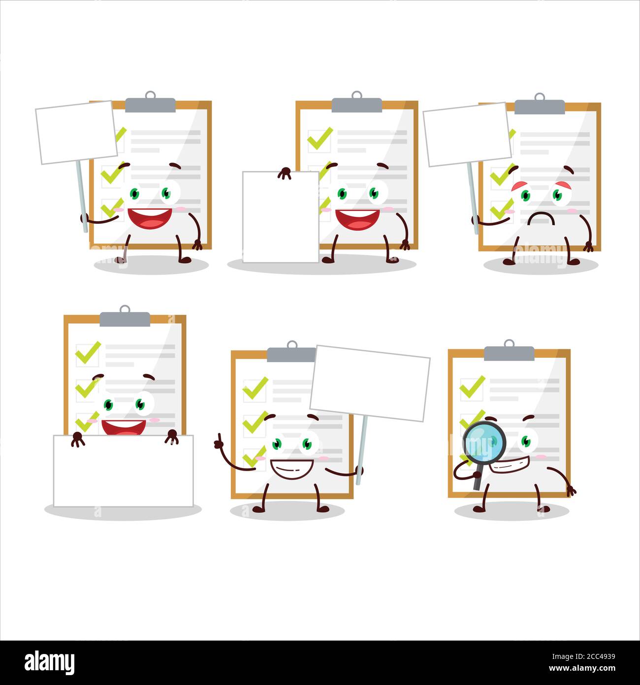 Checklist cartoon in character bring information board Stock Vector ...