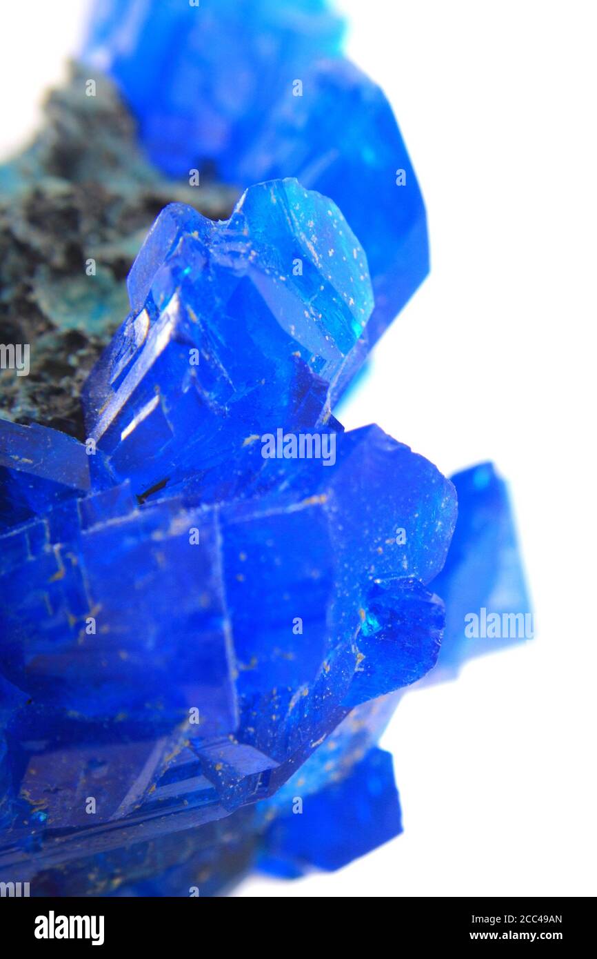 blue vitriol mineral isolated on the white background Stock Photo - Alamy