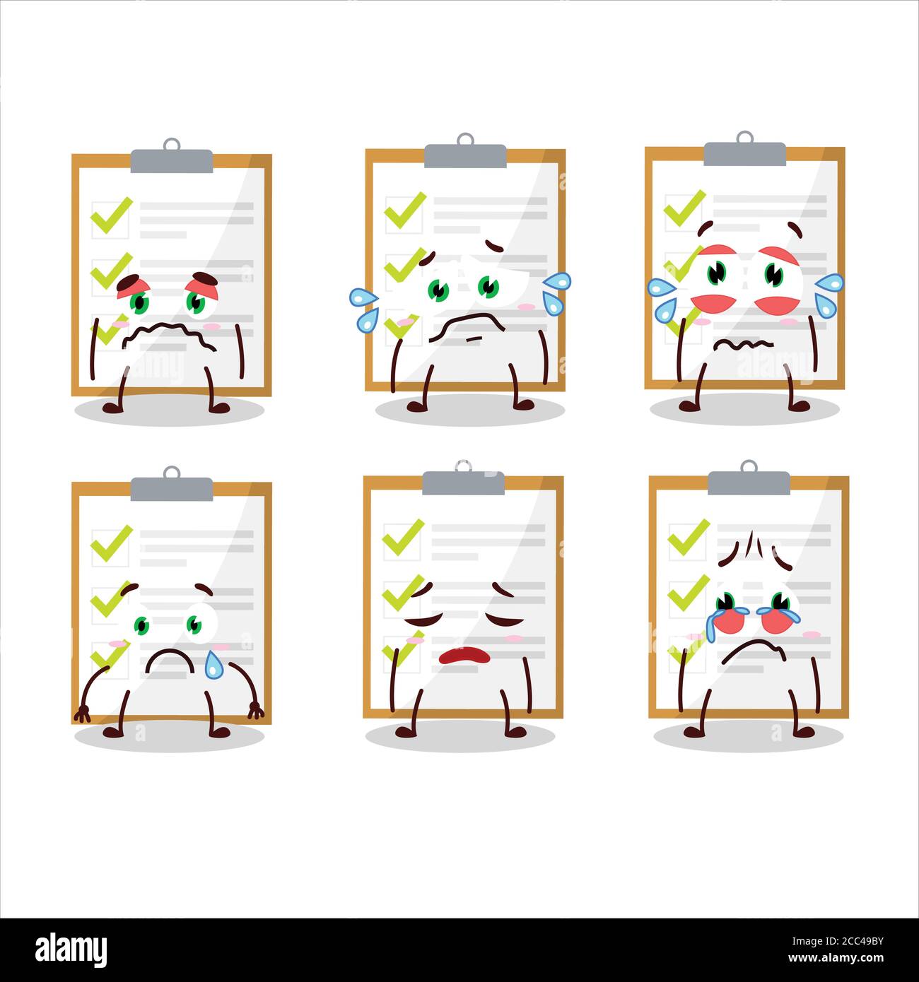 Checklist cartoon character in with sad expression Stock Vector Image ...