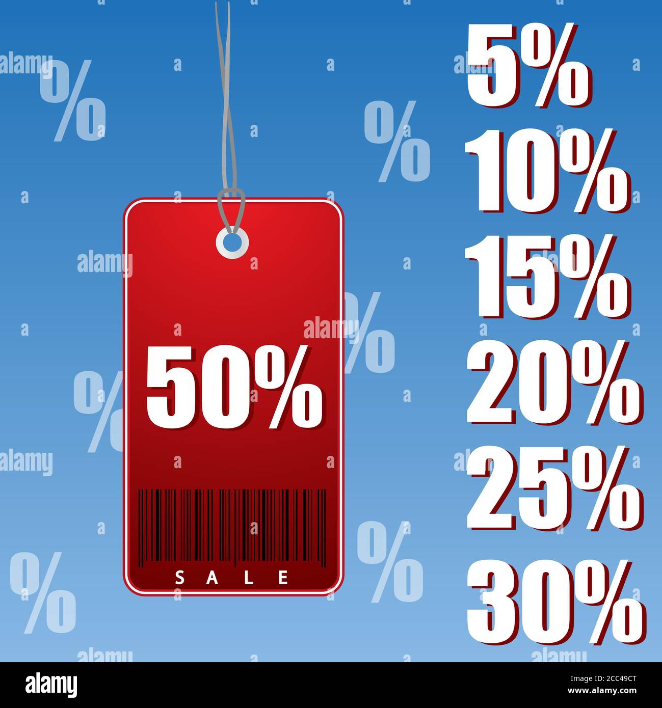 Illustration of a sale poster with percentages and barcode Stock Photo ...