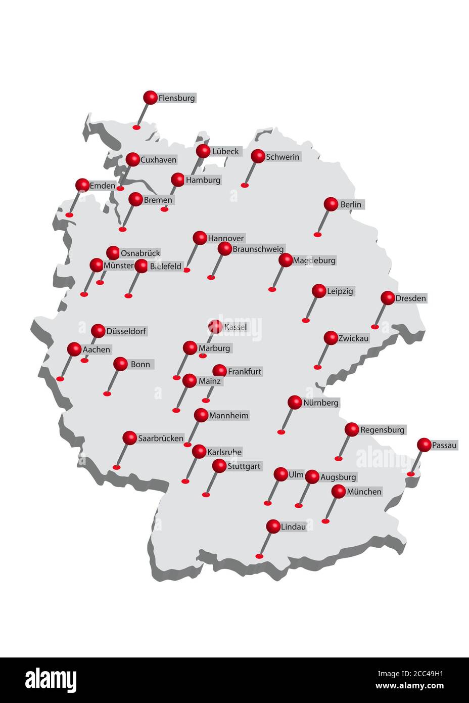 Illustration of a map of German cities on white background Stock Photo ...