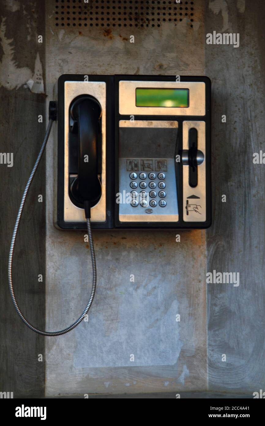 old phone public machine as technology background Stock Photo - Alamy