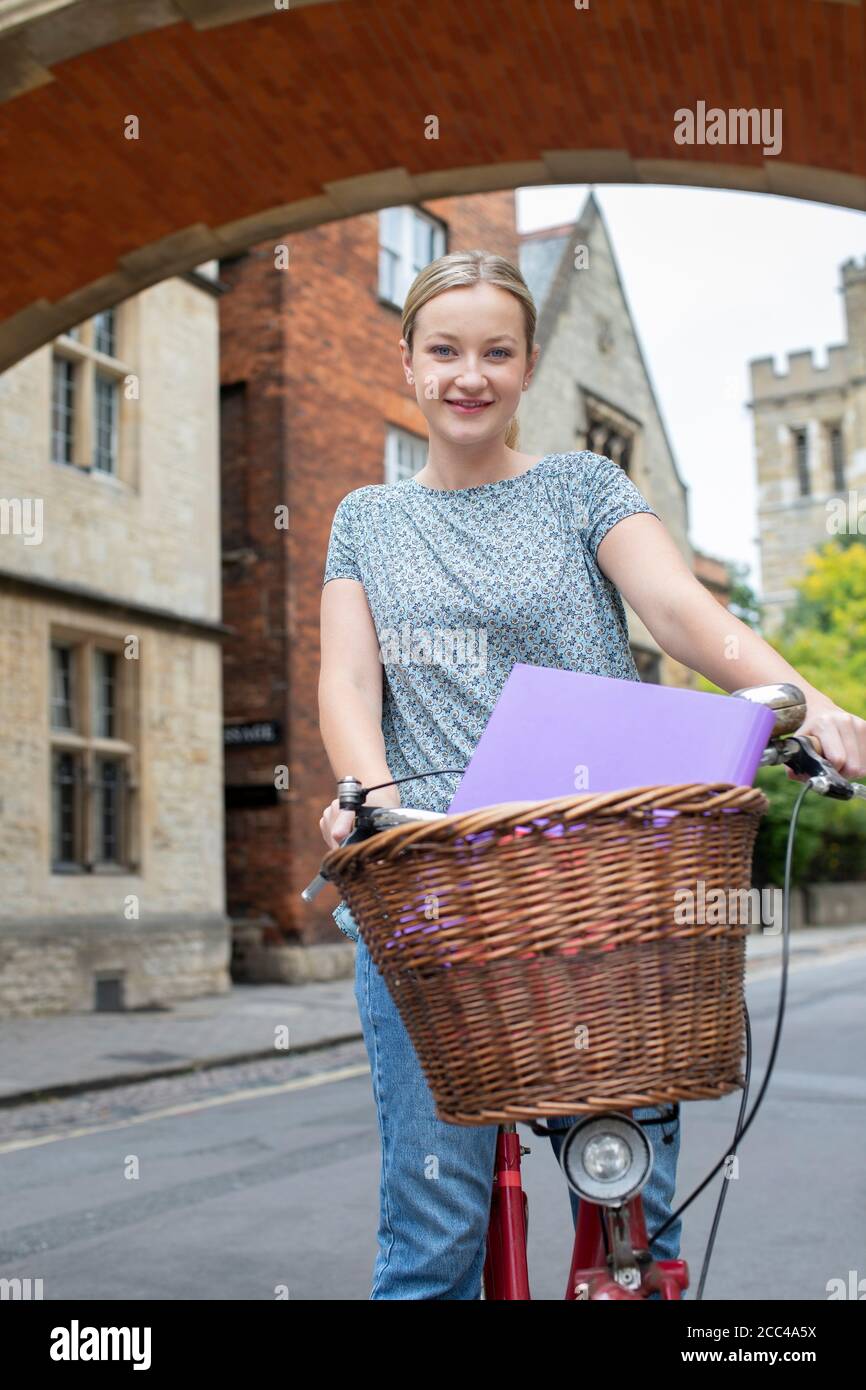 Portrait female student bicycle hi-res stock photography and images - Alamy