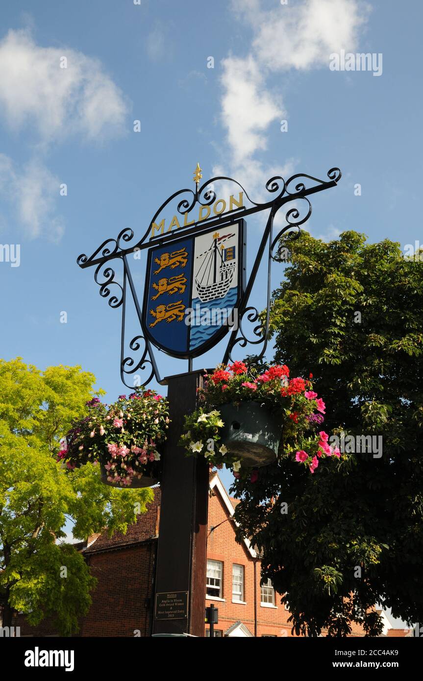 Town sign, Maldon, Essex Stock Photo - Alamy