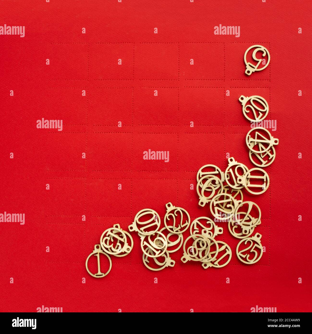 Abstract red Christmas advent calendar background with perforation ...