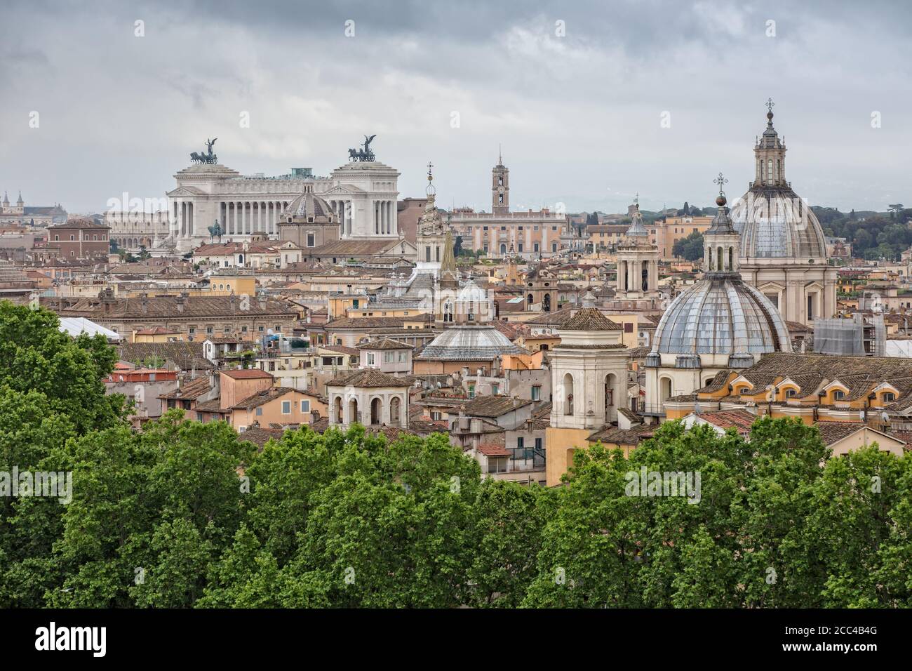 Wonderful view above the rooftops the historic center of Rome, Italy ...