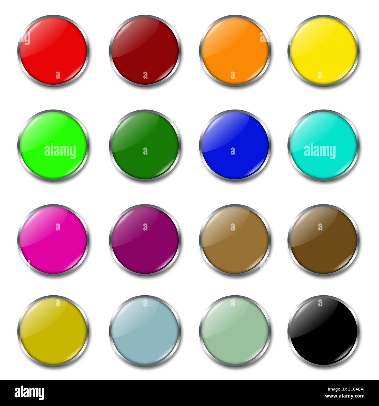 Illustration of colorful buttons isolated on white surface Stock Photo ...