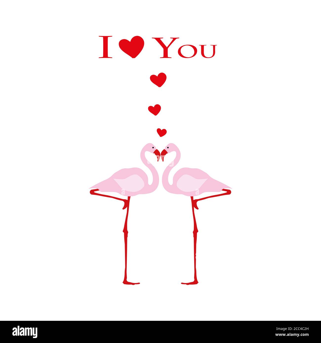 Illustration of two pink flamingos forming a heart isolated on white ...