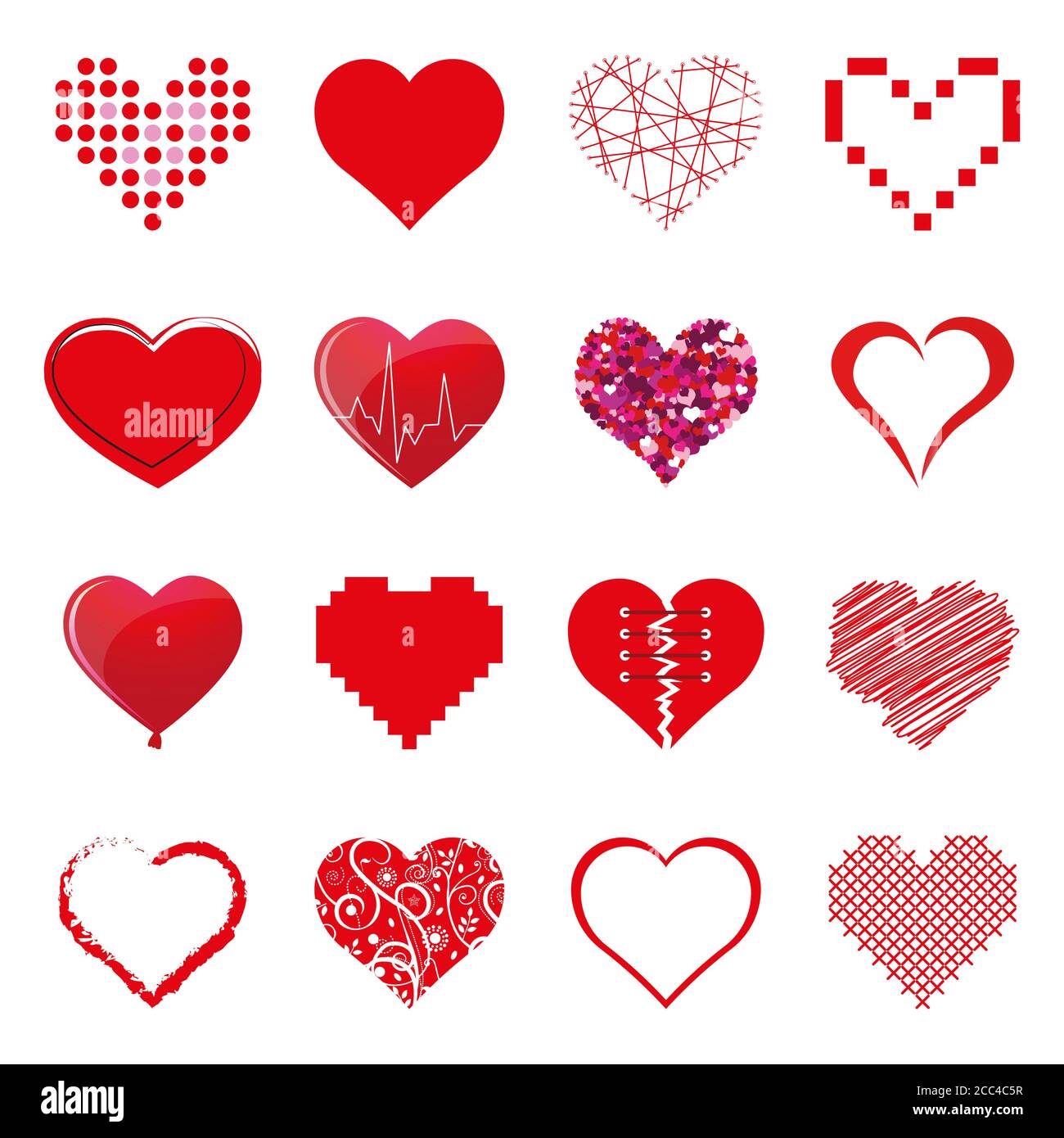 Illustration of differently designed hearts used for Valentines Day ...