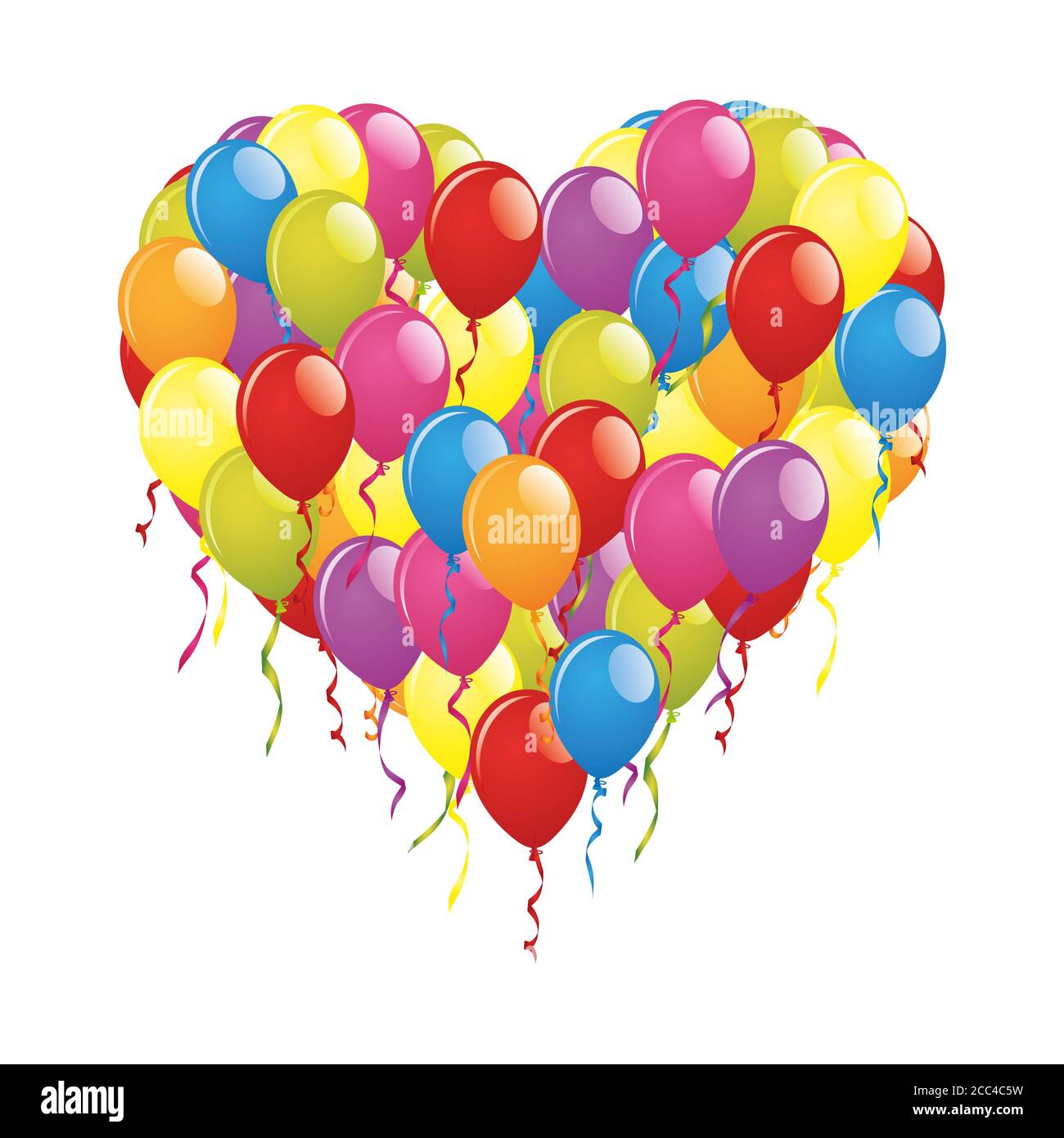 Illustration of a heart made of colorful balloons on a white background ...