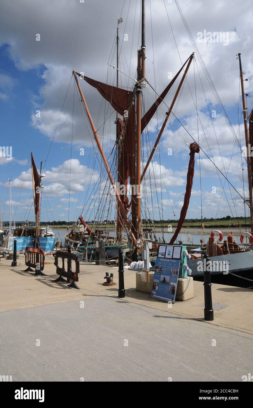 Thames sailing barges moored at Hythe Quay, Maldon, Essex Stock Photo ...
