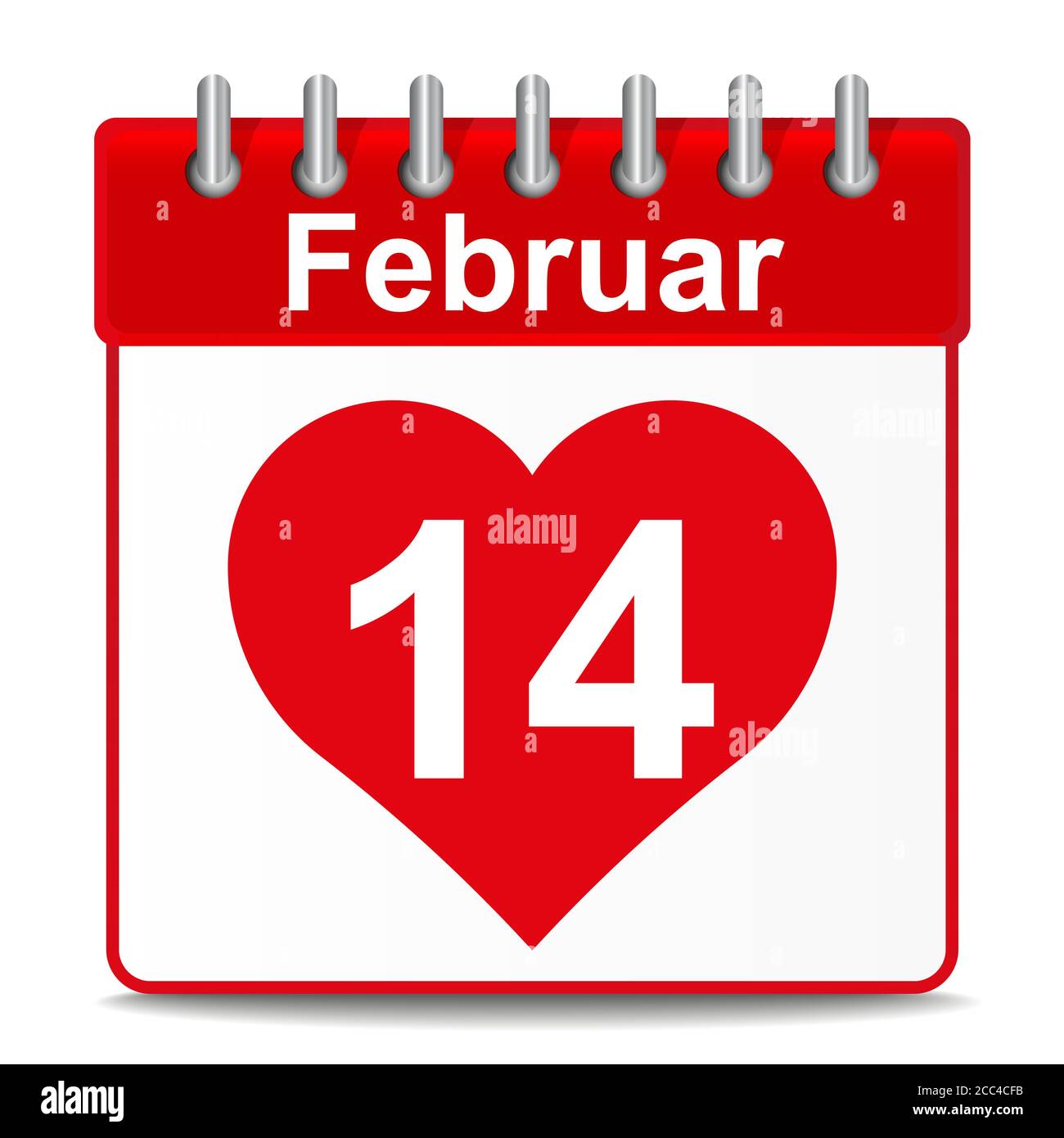 Illustration of a calendar showing February 14 Stock Photo - Alamy
