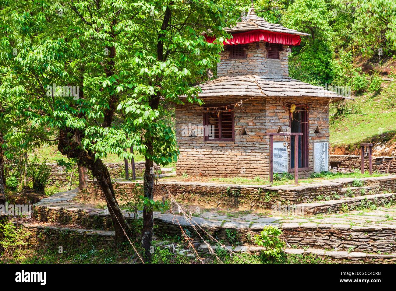 Hindu Temple near Panchase village in Pokhara valley in Nepal Stock ...
