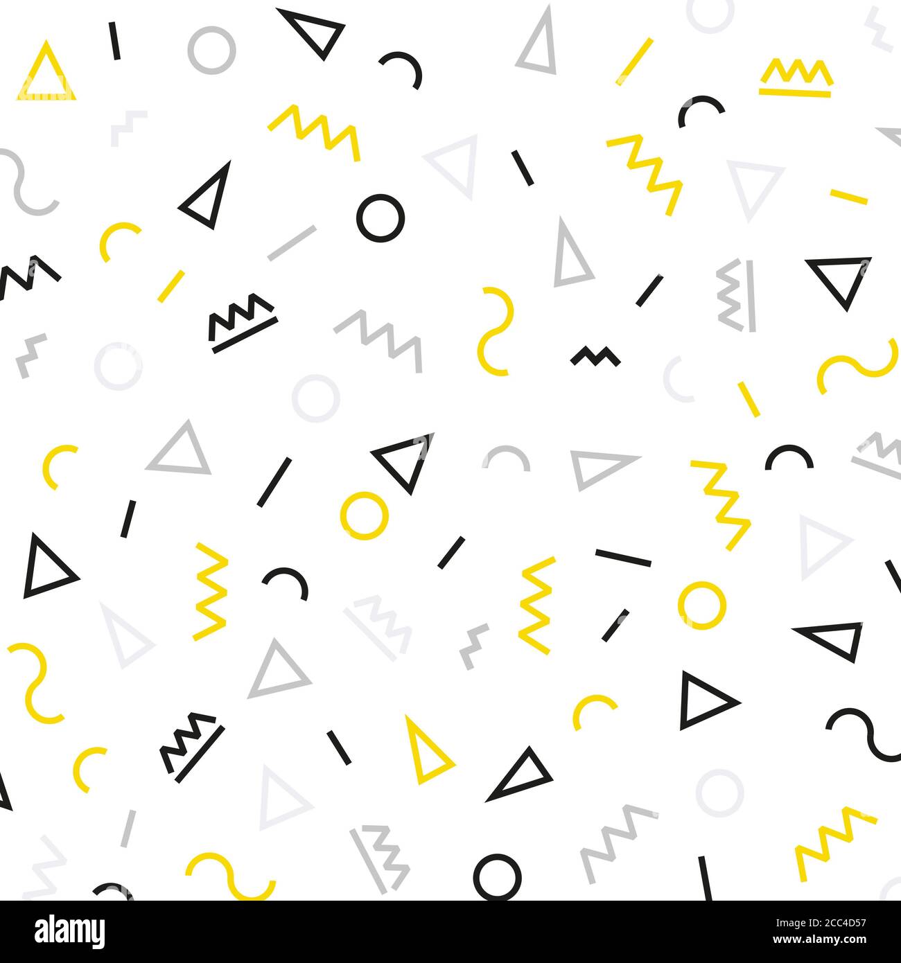 Illustration of yellow, black, and grey memphis pattern Stock Photo - Alamy