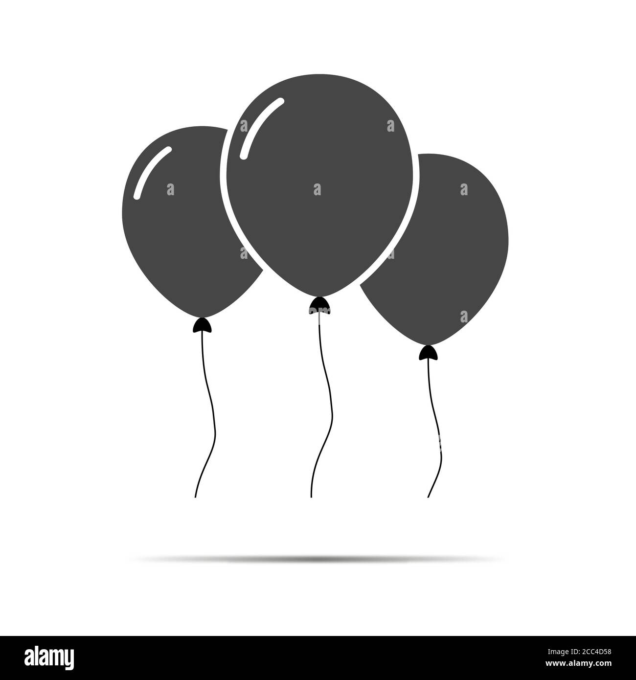 Illustration of three gray balloons isolated on a white background ...