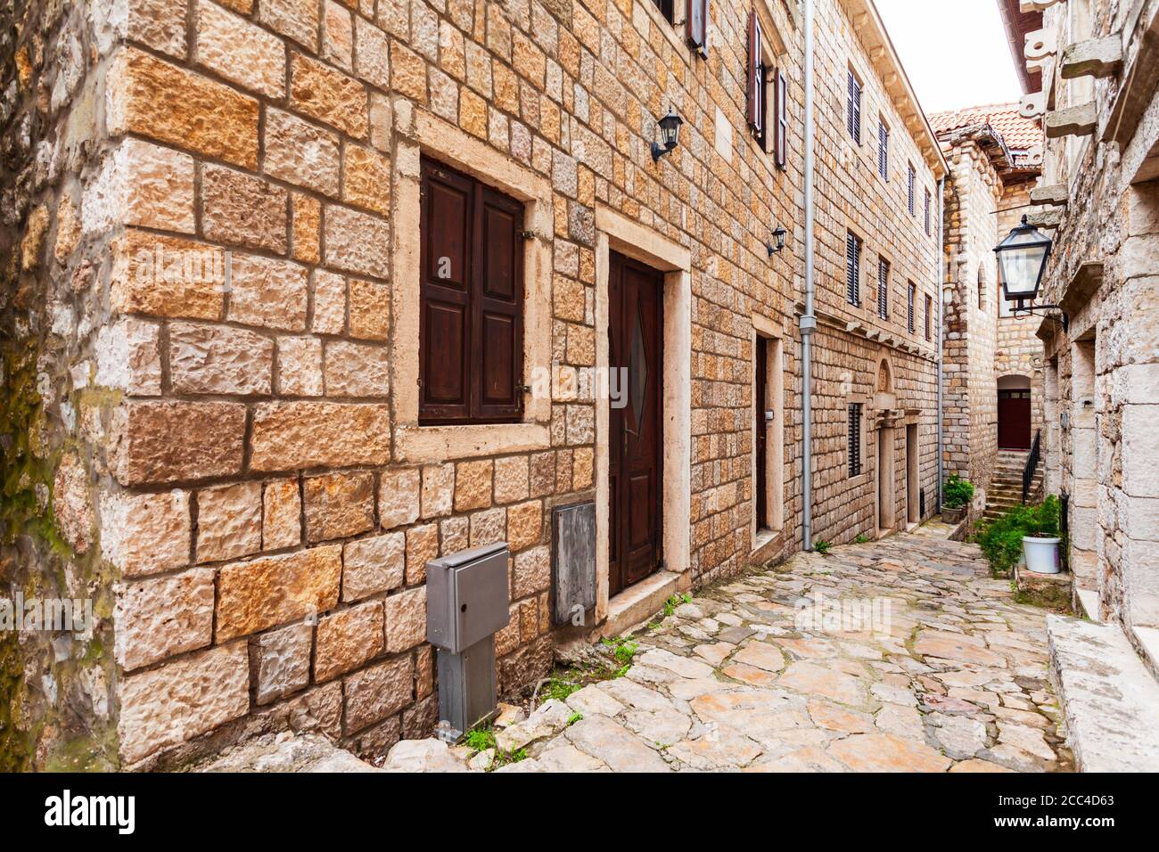 Local houses in Ulcinj Old Town or Stari Grad, an ancient castle and ...