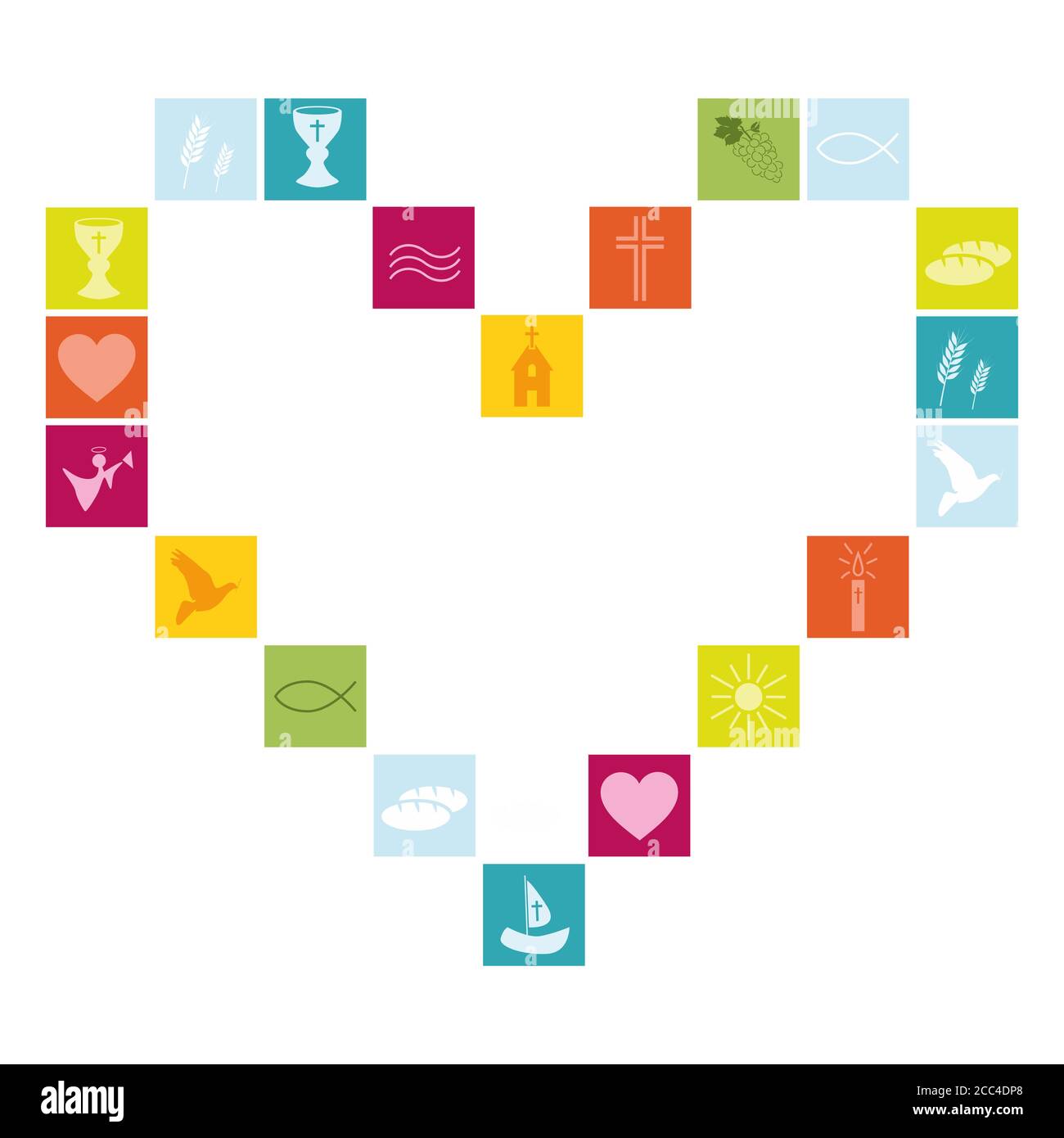 Illustration of icons related to life in a heart-shaped figure ...