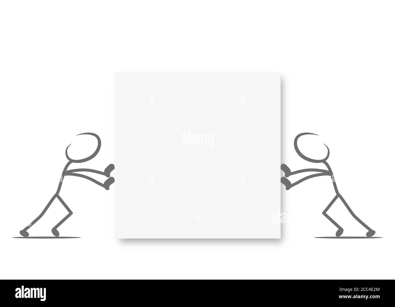 Illustration of stick figures holding a blank paper Stock Photo - Alamy