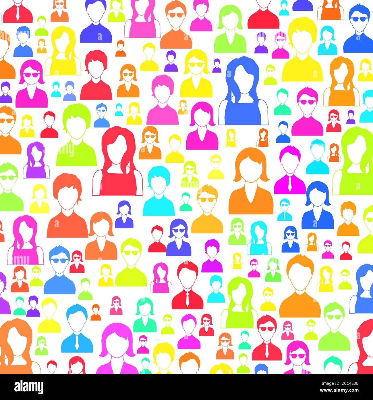 Illustration of colorful people head icons on white background Stock ...