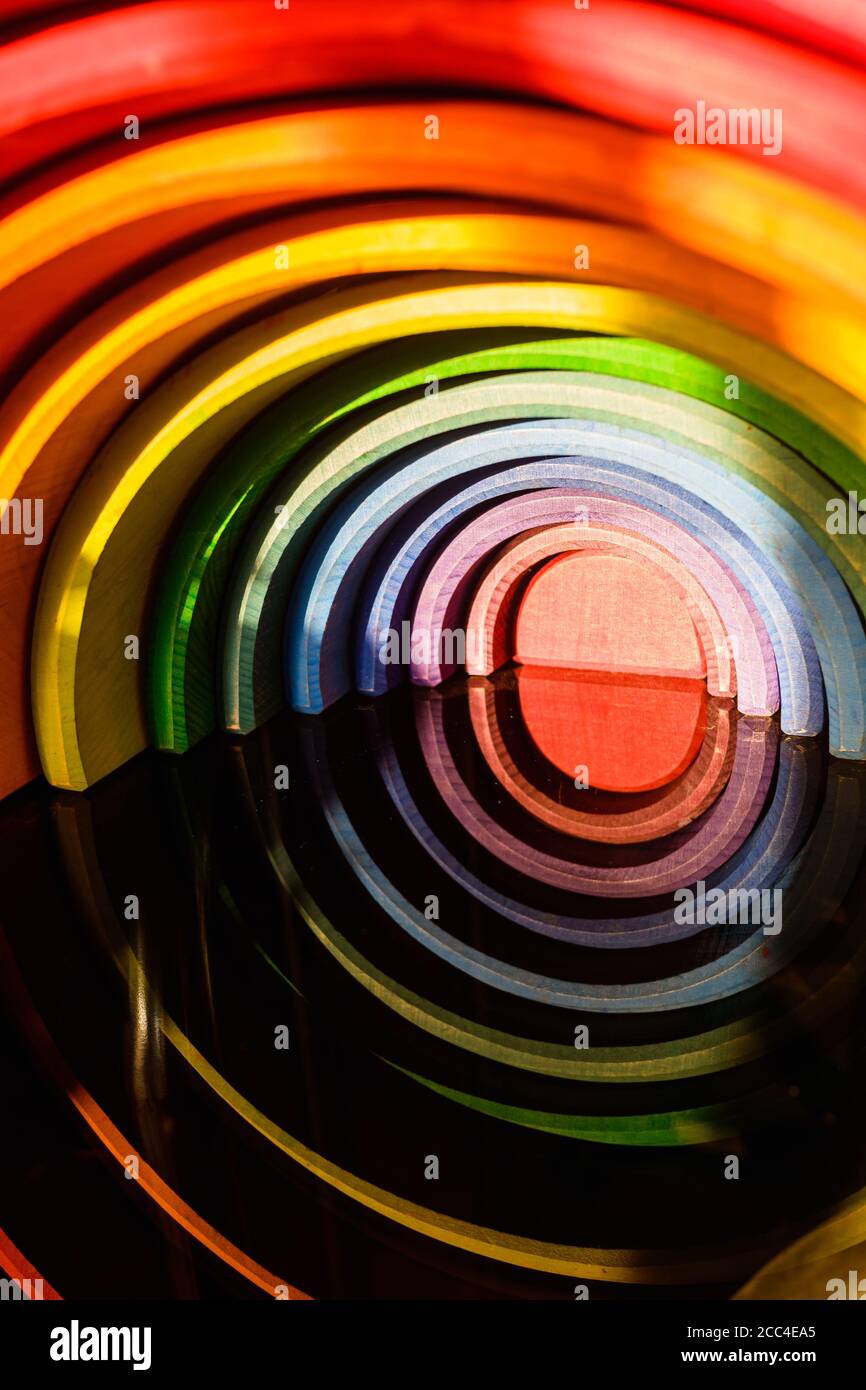 Montessori wooden rainbow stacker, educational stacking game for ...