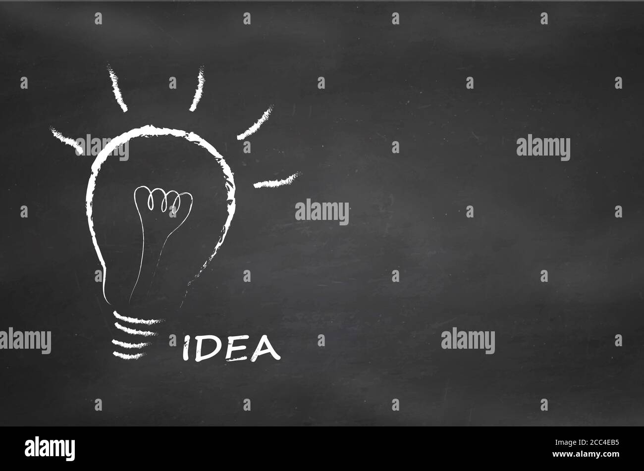Illustration of light bulb on a black chalkboard concept of idea Stock ...