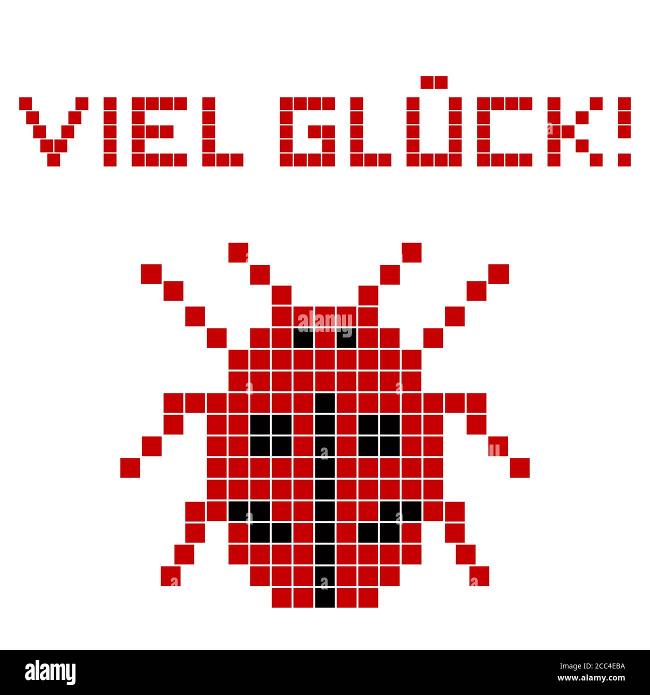 Illustration of a red ladybug with GOOD LUCK! text on white background ...