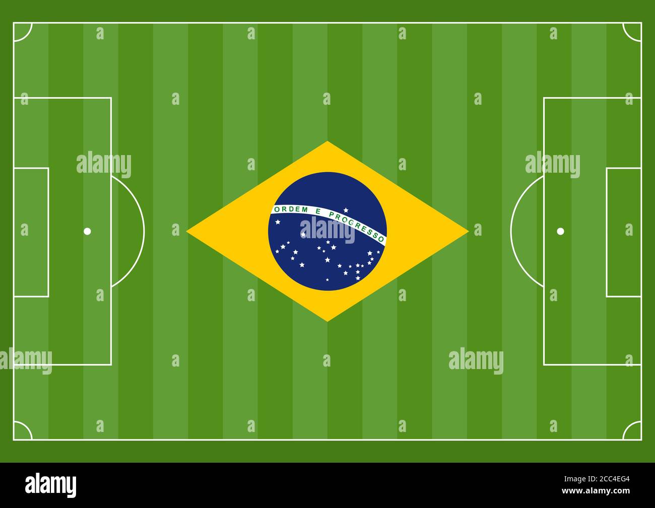 Illustration of the Brazilian flag on a football field Stock Photo - Alamy